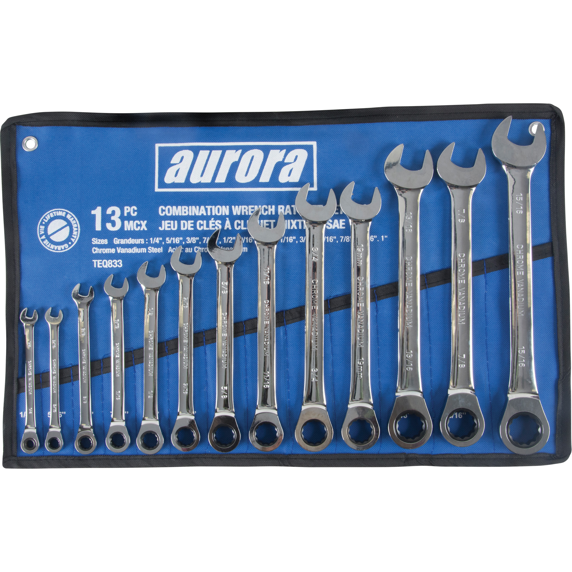 Fixed Head Wrench Set, 13 Pieces, Imperial, TEQ833 | Aurora Tools