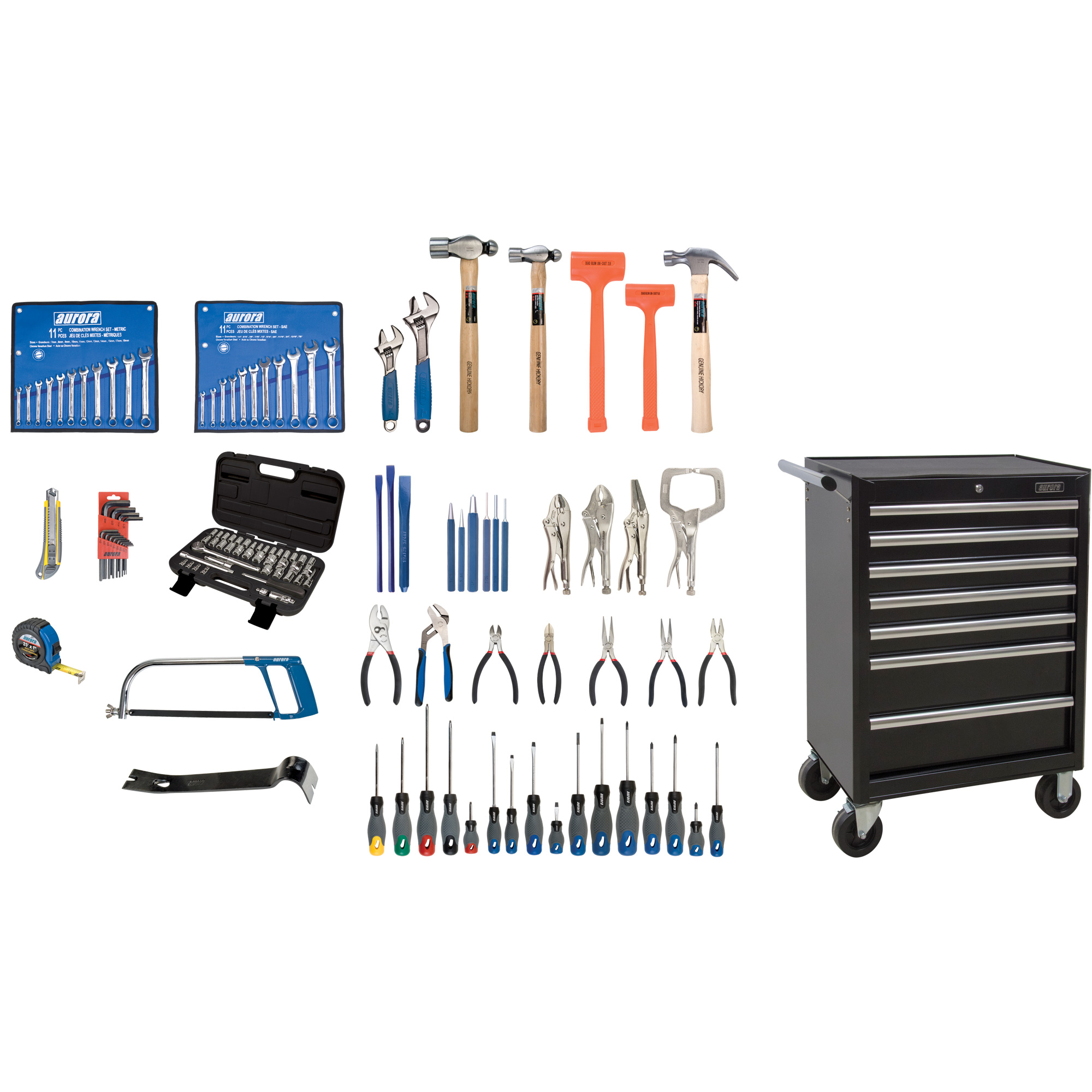 Aurora Tools Intermediate Tool Set with Steel Chest, 112 Pieces ...