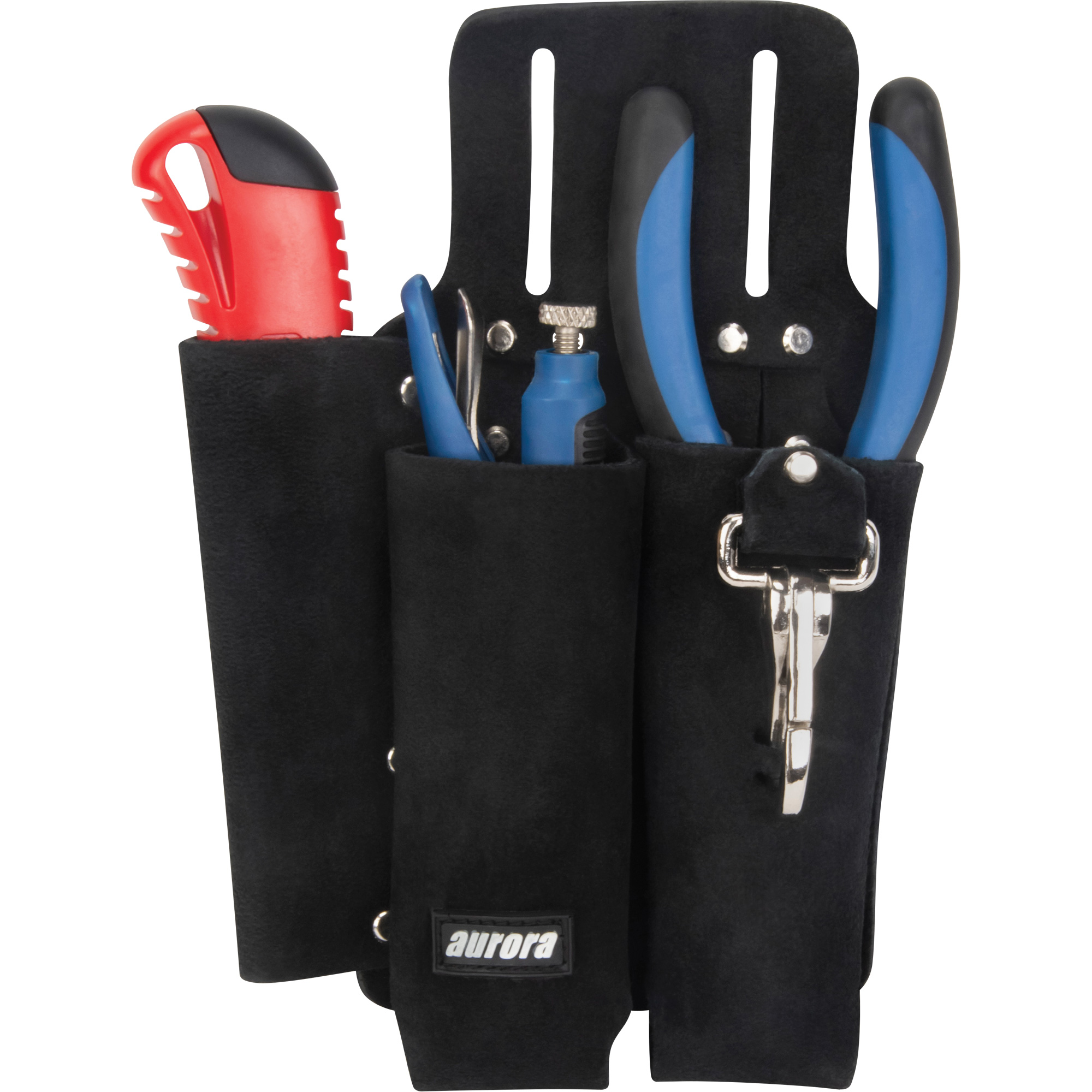 Lineman's Tool Pouch, Multiple Tool Holder, Leather, 3 Pockets, UAV356 ...