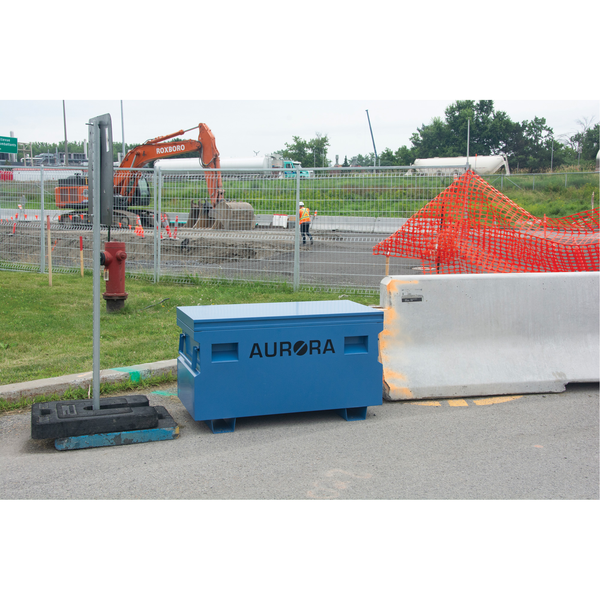 Jobsite Tool Box, 60" x 24" x 27-1/2", Steel, Blue, UAW870 | Aurora Tools